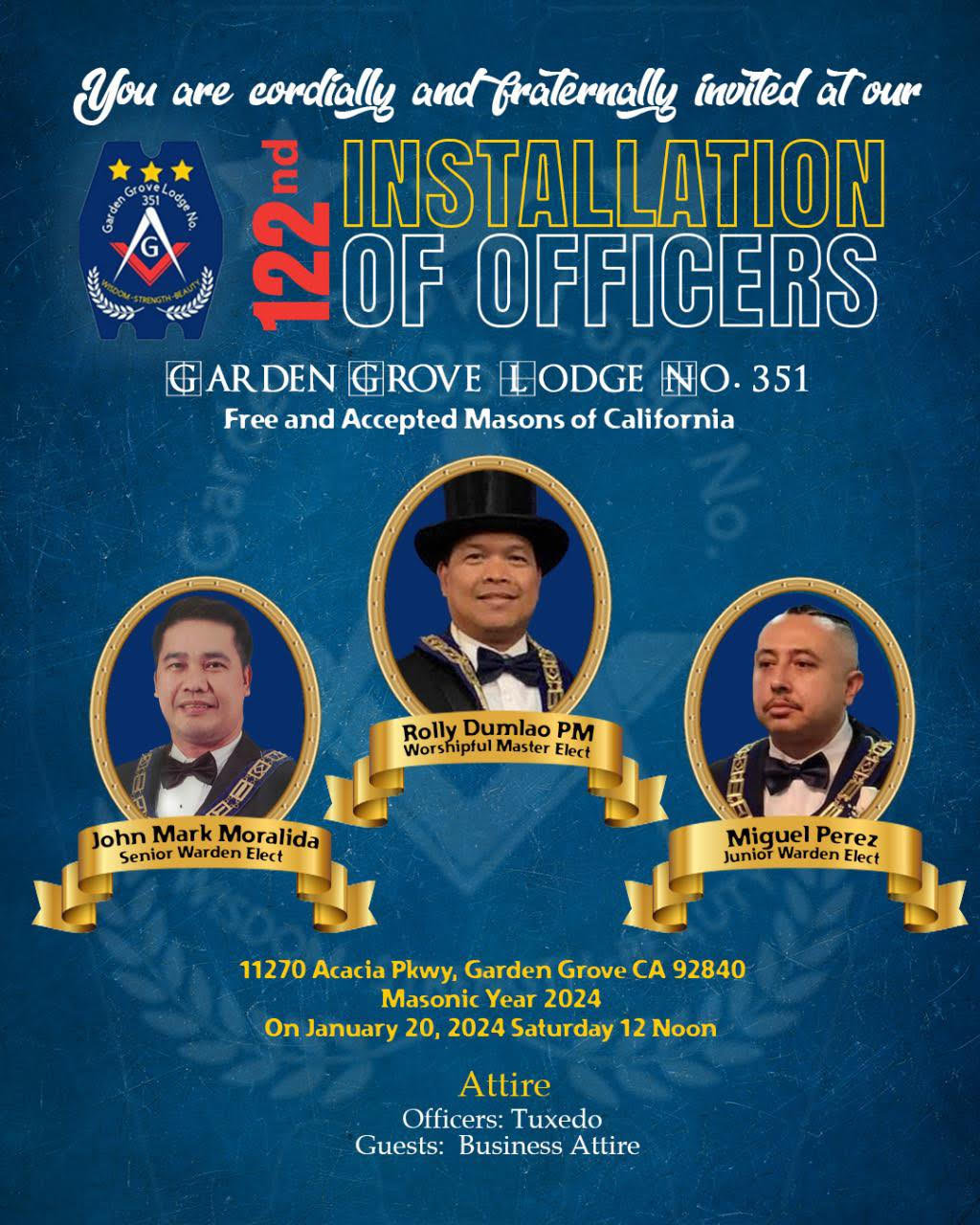 Installation of Officers | Garden Grove Masons
