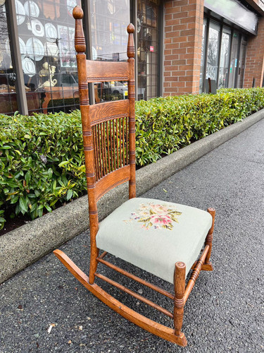 Vintage needlepoint rocking chair Mint Condition | Kapok Furniture