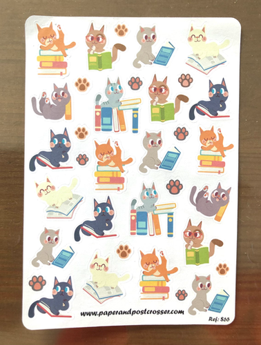 Stickers - Reading cats | PaperAndPostcrosser