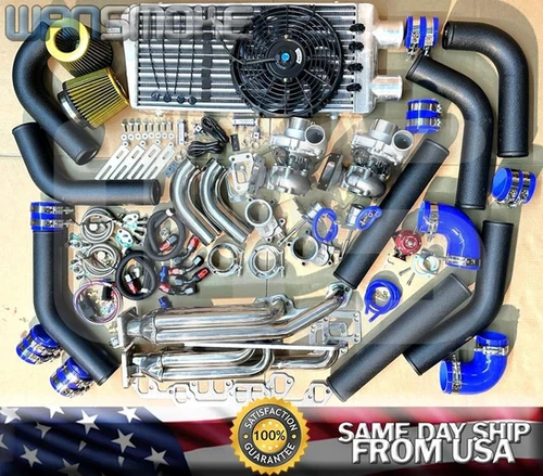 TWIN TURBO CHARGER KIT TT FOR DODGE MOPAR 5.2 5.9 CHALLENGER CHARGER ...