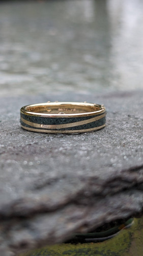 Slate and 9ct Gold Wave Inlay | Lakeland Rings