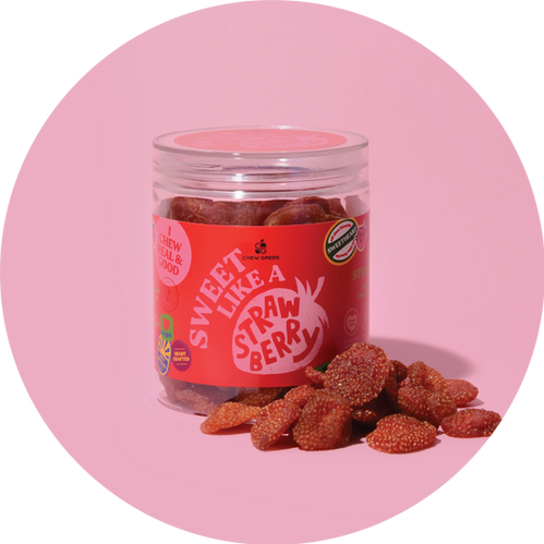 Dried Strawberries Chews (Extra Low Sugar Added) | CHEW GREEN