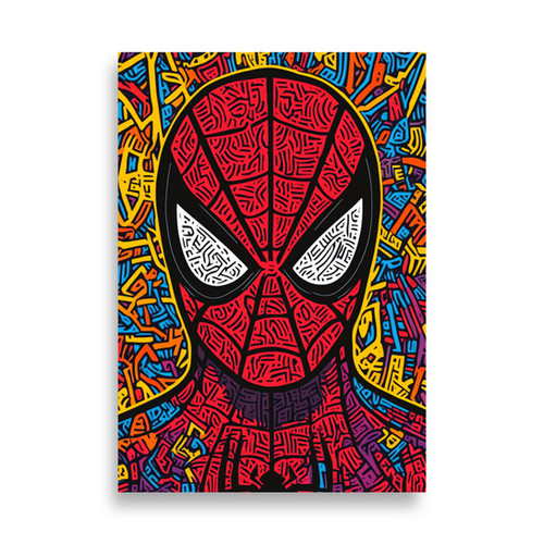 Vibrant Spider-Man in Keith Haring-Inspired Pop Art | Mr Print Store