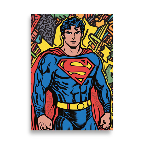 Superman in Keith Haring-Inspired Pop Art Style | Mr Print Store