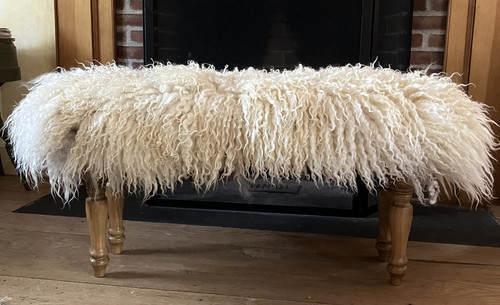 Sheepskin Covered Bench | Dashing Star Farm