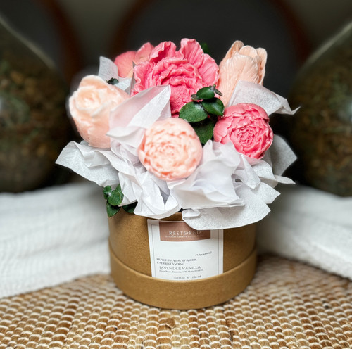 Round Box Flower Arrangement- Gift Set | Restoredbygrace