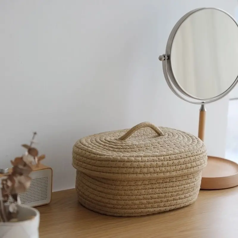 Rustic Woven Oval Storage Box and Lid | Saltbox