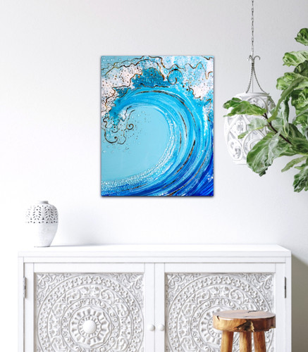 Gold & Glass Acrylic Wave 16x20 | Mermaid Trash