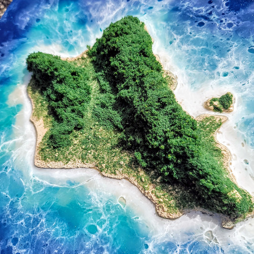 Custom Island/Country Resin Ocean Wall Art Panel | Mermaid Trash