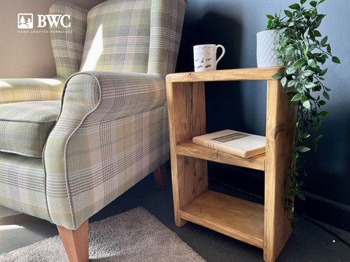 Reclaimed Chunky Wooden Rustic Bedside Table, Side Table Storage Shelf ...
