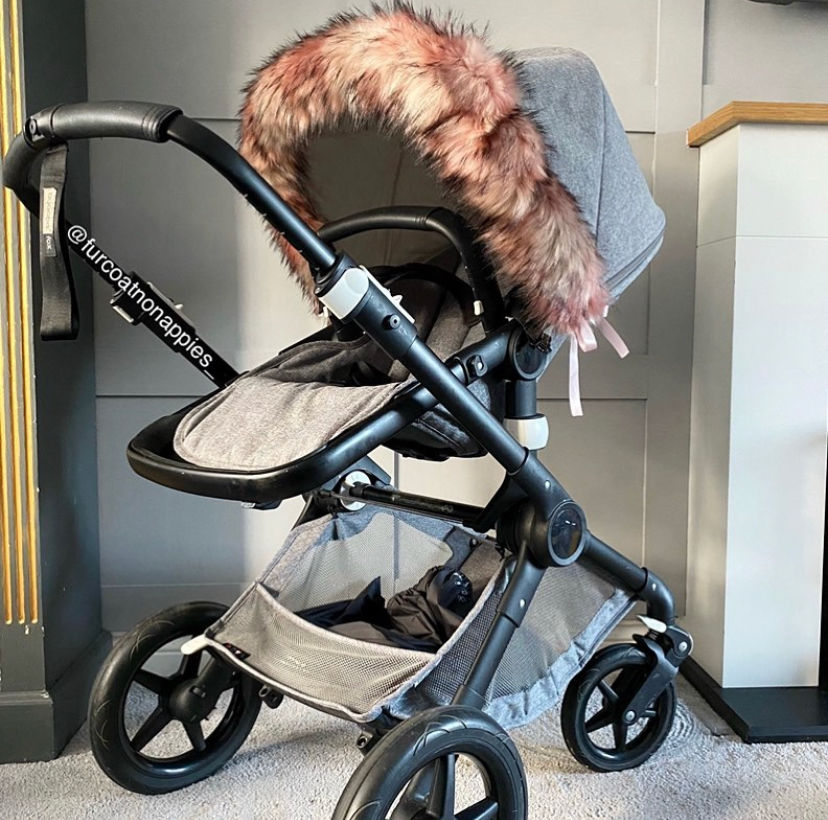 Raspberry Ripple Pram Fur Hood Trim | Fur Coat No Nappies