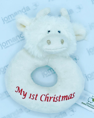 My 1st Christmas Limited Edition, Cream Highland Coo Rattle | Jomanda