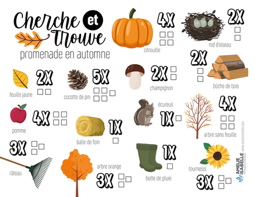 CHERCHE ET TROUVE - Promenade en automne | amelieisabelle
