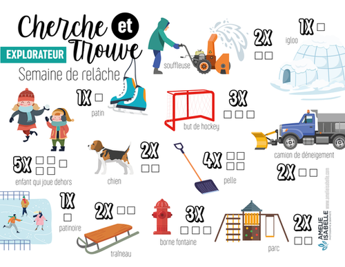 CHERCHE ET TROUVE - Semaine de relâche | amelieisabelle