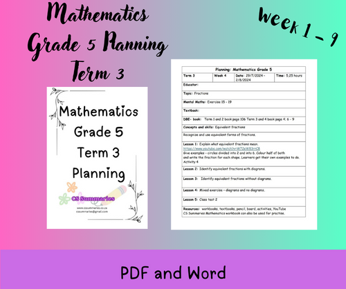 Mathematics Grade 5 Term 3 Planning | Cs Summaries