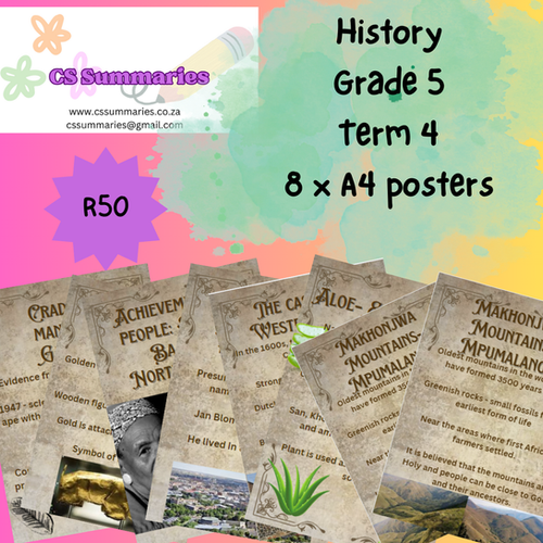 History Grade 5 Term 4 posters | Cs Summaries