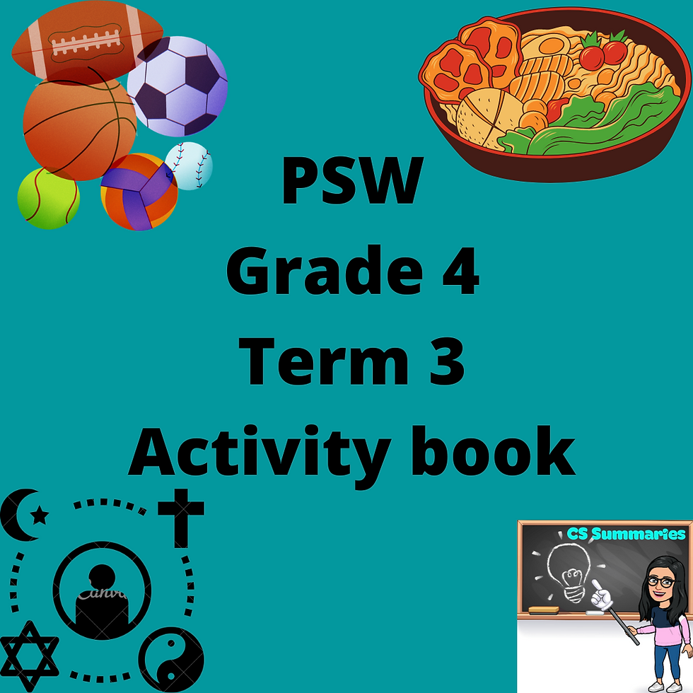 PSW Grade 4 Term 3 Activity Book | Cs Summaries