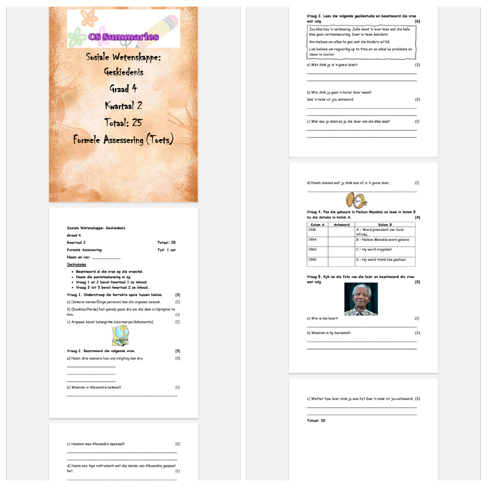 Gr4 Term 2 tests | Cs Summaries