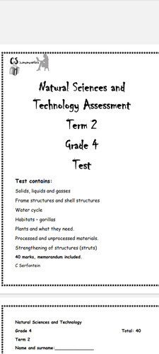 Natural Sciences and Technology Grade 4 Term 2 Test | Cs Summaries