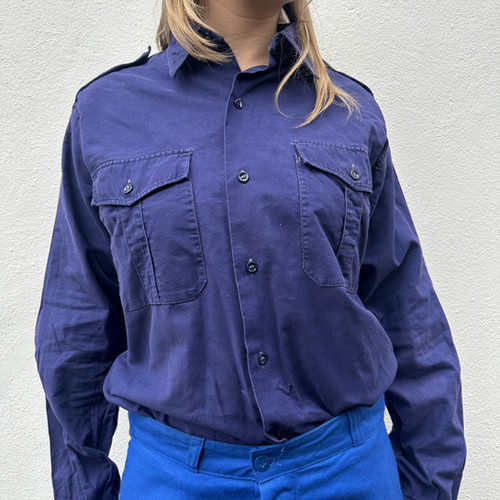 Workwear Military Style Shirt Dark Blue - Medium | frenchworkwear