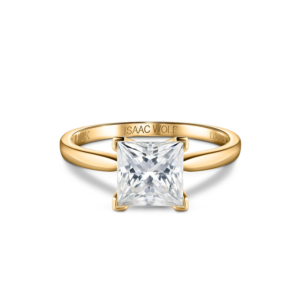 Three Stone Emerald Moissanite 5CT Engagement Ring 10K Gold | Isaac Wolf
