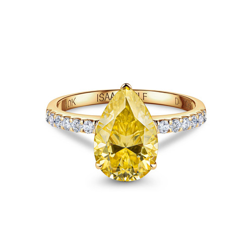Intense Yellow Pear Cut Half-Eternity 4CT Moissanite Engagement Ring in ...