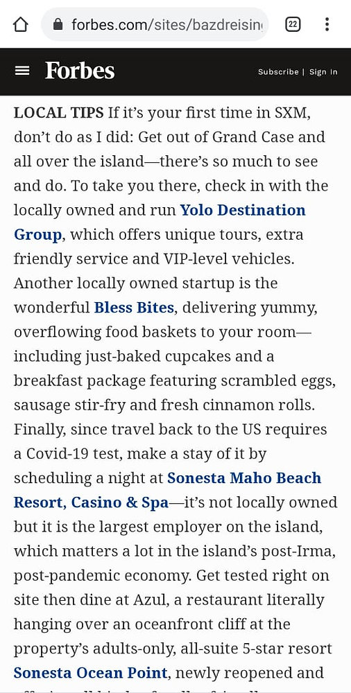 Check out our feature in Forbes's latest article on Dr Baz local tips ...