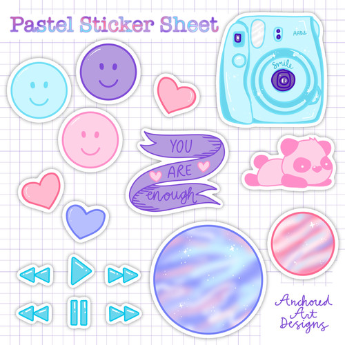 Pastel Stickers Sheet | Anchored Art Designs