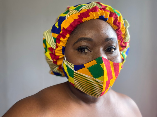 Akoko Kente Bespoke Bonnet + Face Mask | gideonsneedle