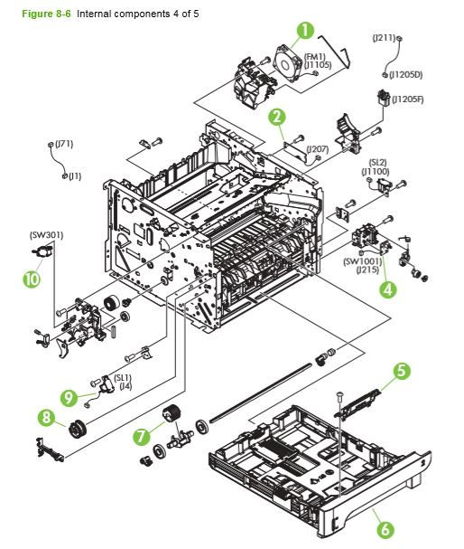 Part Diagrams- HP P2030 P2035 P2050 P2055 Fuser Laser Printer