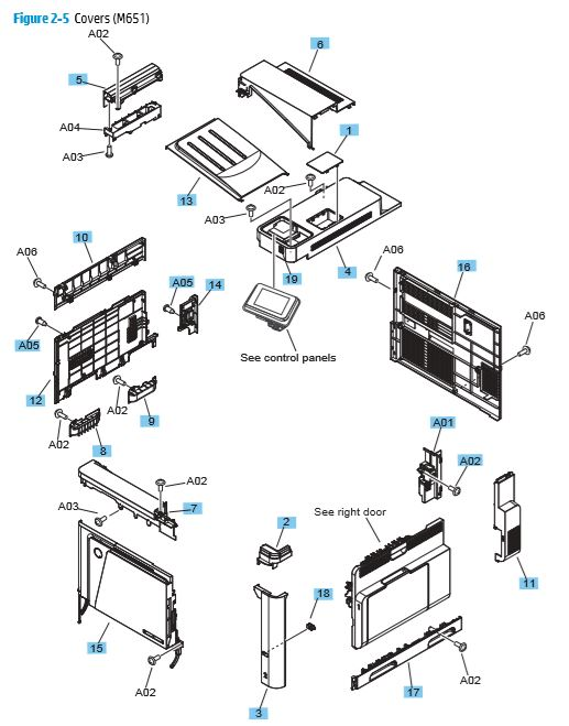 Part Diagrams- HP M651 M680 Printer Laser Printer