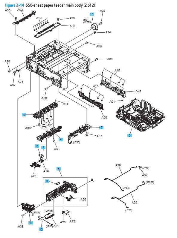 Parts Diagrams HP M452 M377 M477 Laser Printers