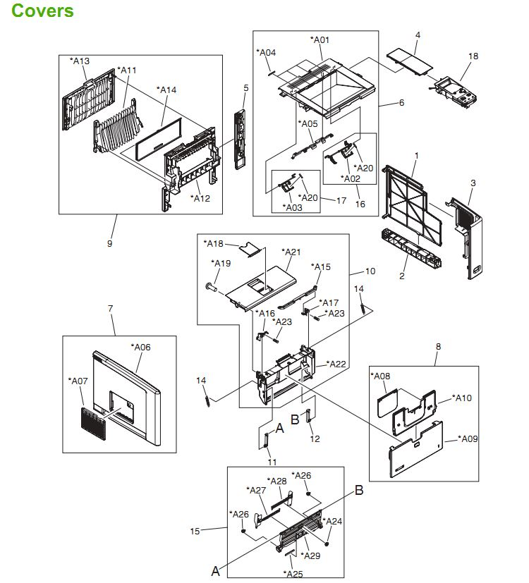 HP LaserJet P3005 P3005d P3005n P3005x P3005dn Printer Parts Diagrams