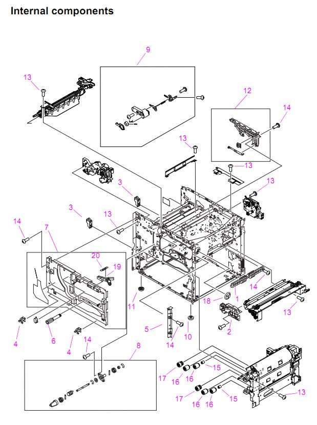 HP LaserJet 9000 9040 9050 MFP Printer Parts Diagrams