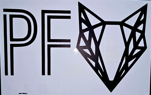 (NEW) Matt Black PF logo sticker | Prestigious Fox