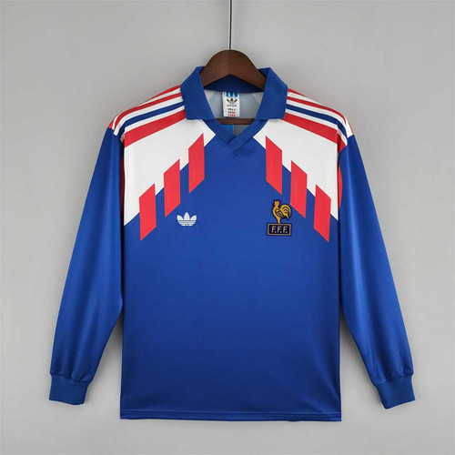 1990 France Home Retro Football Kit Long Sleeves Cantona | Nostalgia ...