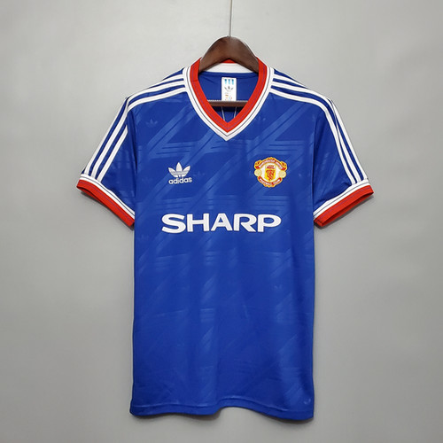 1986-1987 Manchester United Away Third Navy Retro Football Kit Mutd ...