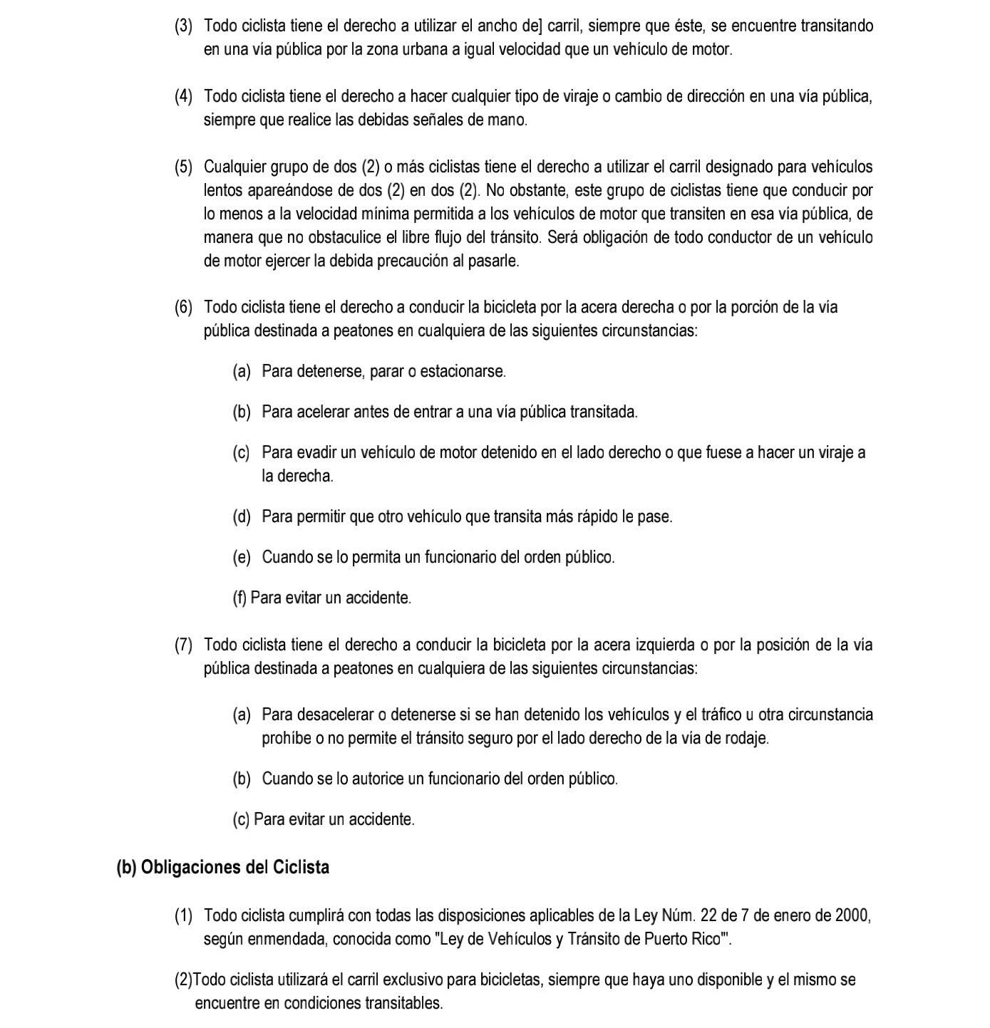 Ley 22 de Vehículos y Tránsito de Puerto Rico del 7 de enero de 2000 y ...
