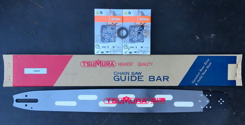 TSUMURA 25 inch LW Bar + 2 x 36RM84 STIHL Chains COMBO + 3/8 x 7T RIM ...