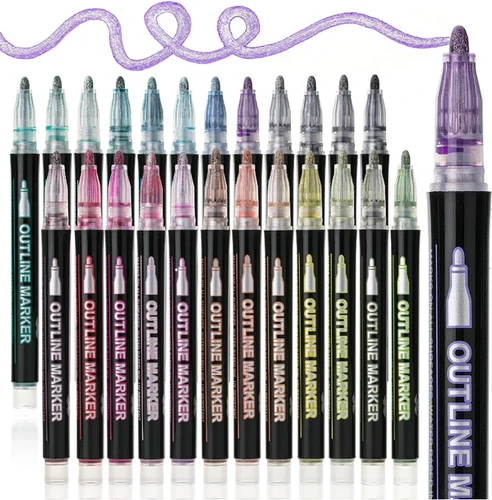 Double Line Outline Markers, 24 Colors, Shimmer Markers | The Bible ...