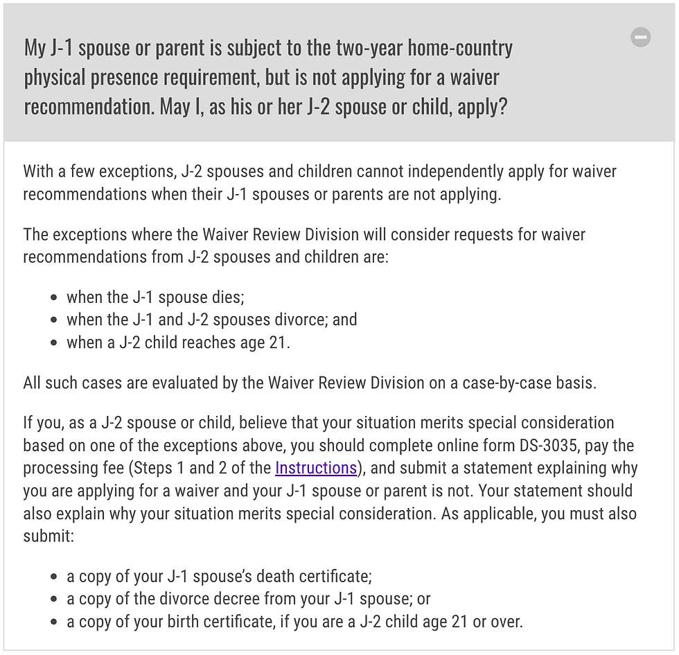 Sample Statement of Reason (J1 Waiver)
