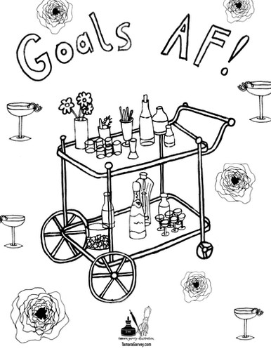 BAR CART AF Coloring Page | Tamara Garvey Art