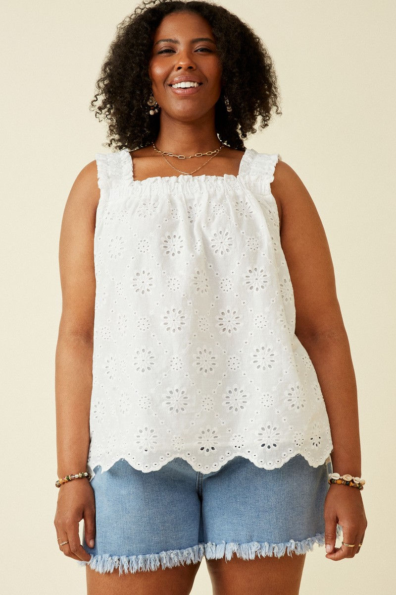 Floral Eyelet Tank | Pin-Up Curls