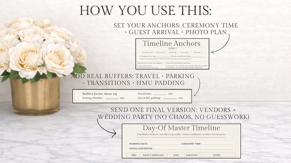 Vendor-Ready Wedding Timeline Kit | Printable Day-Of Master Timeline ...