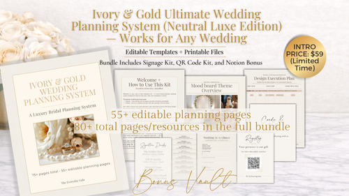 Ivory & Gold Ultimate Wedding Planning System (Neutral Luxe Edition ...