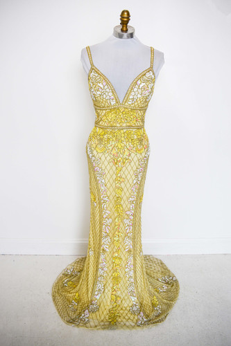 Sherri Hill Yellow Fitted Gown- Size 2 | michellescb