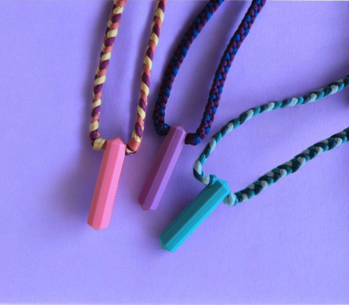 Long Silicone and Fabric Chew Necklace Sensory Chewelry Fidget ADHD ...