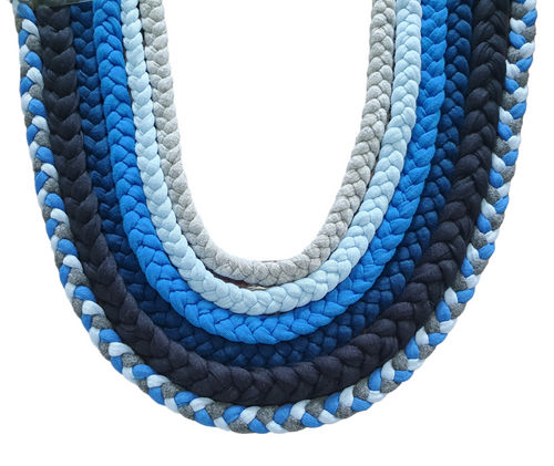 1x Fabric chew necklace chewlery Autism ADHD fidget Blue shades ...