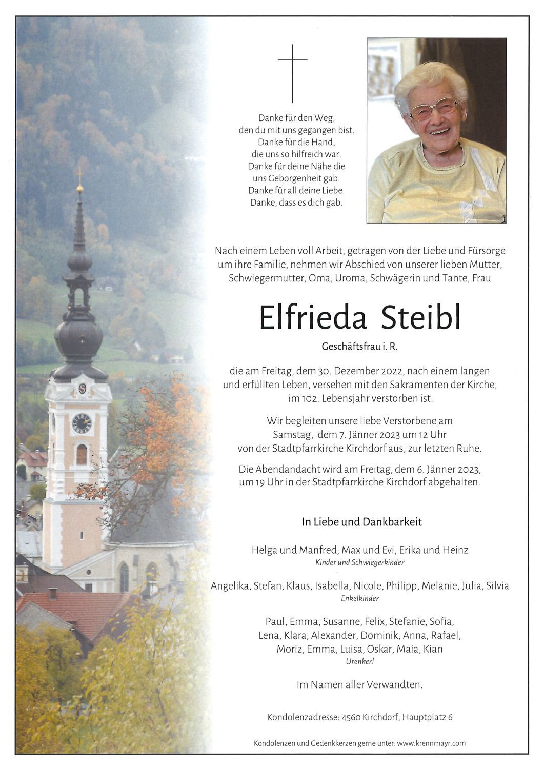 Todesfall Elfrieda Steibl