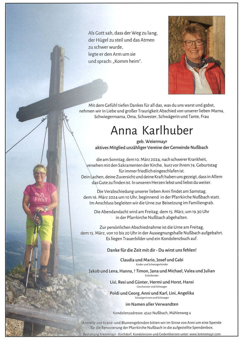 Todesfall Anna Karlhuber